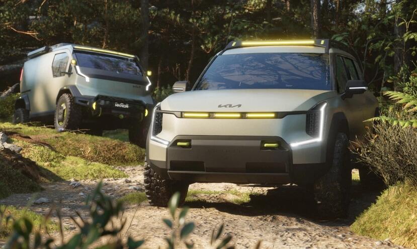 七座純電休旅增添硬派戶外風格，Kia EV9 Adventure 越野概念車亮相::DDCAR 電動車
